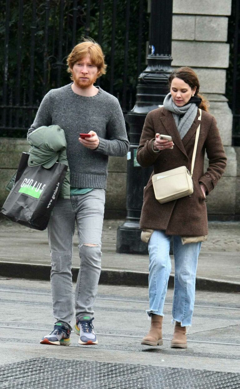 Domhnall Gleeson in a Grey Sweater Was Seen Out with Juliette Bonass in ...